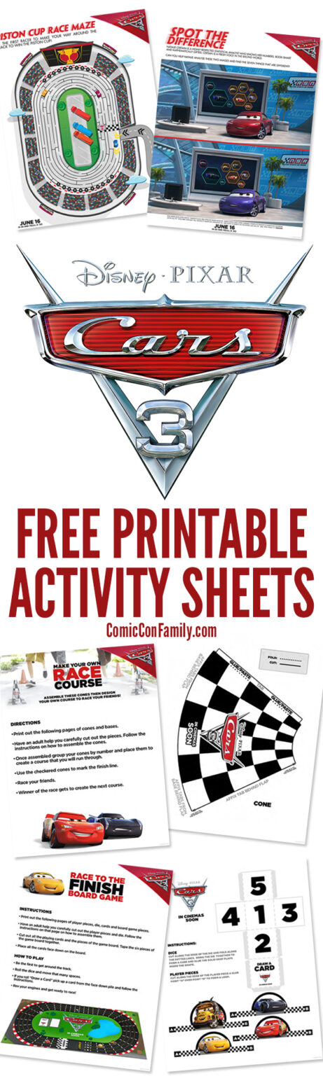 Free Printables: Cars 3 Activity Sheets – Magic Filled Memories